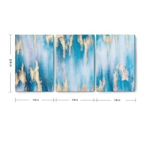 Wall Decor | Gorgeous Blue Gold Wall Canvas Set Nwt | Poshmark